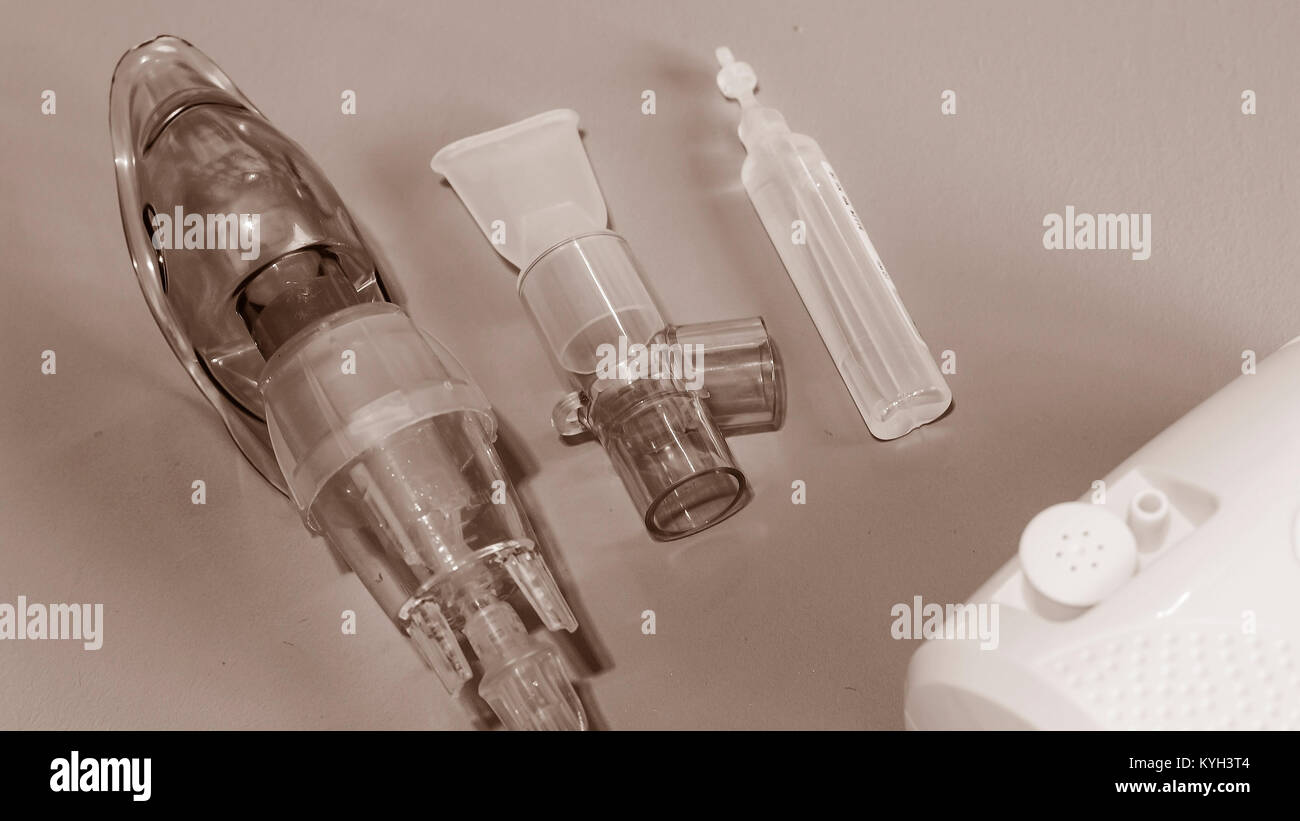 Medical nebulizer for the treatment of bronchitis. Camera agains Stock ...