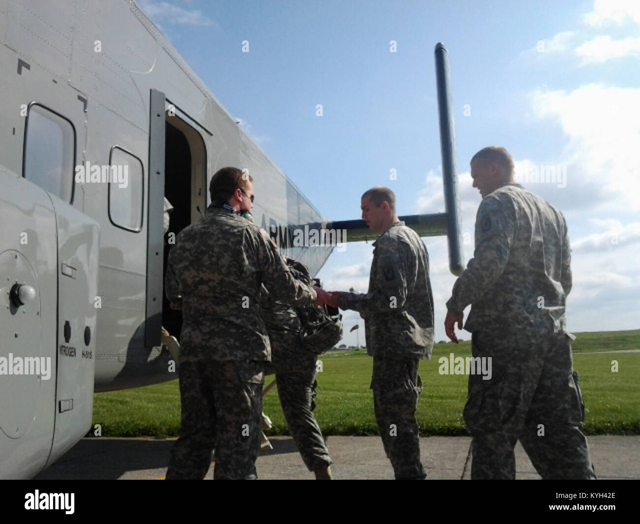 Spc. Chris D'Aniello and Spc. Kris Toles board a C-23 Sherpa headed for ...