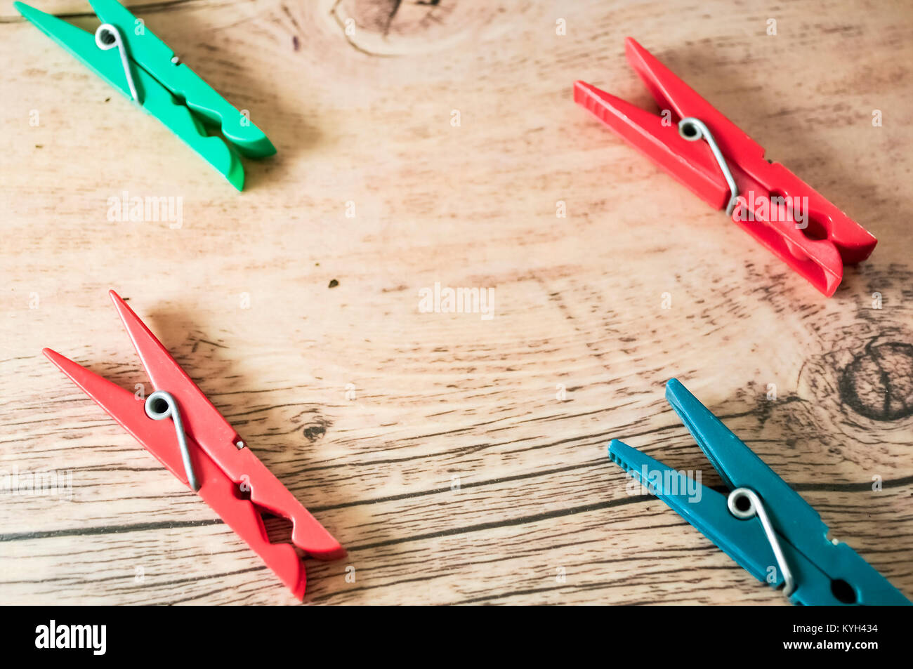 Clips for drying clothes indoors and outdoors. Holders wet cloth Stock ...