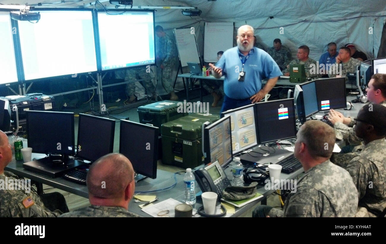 Jamie Gentry of Northrop Grumman gives instruction to the 111th ...