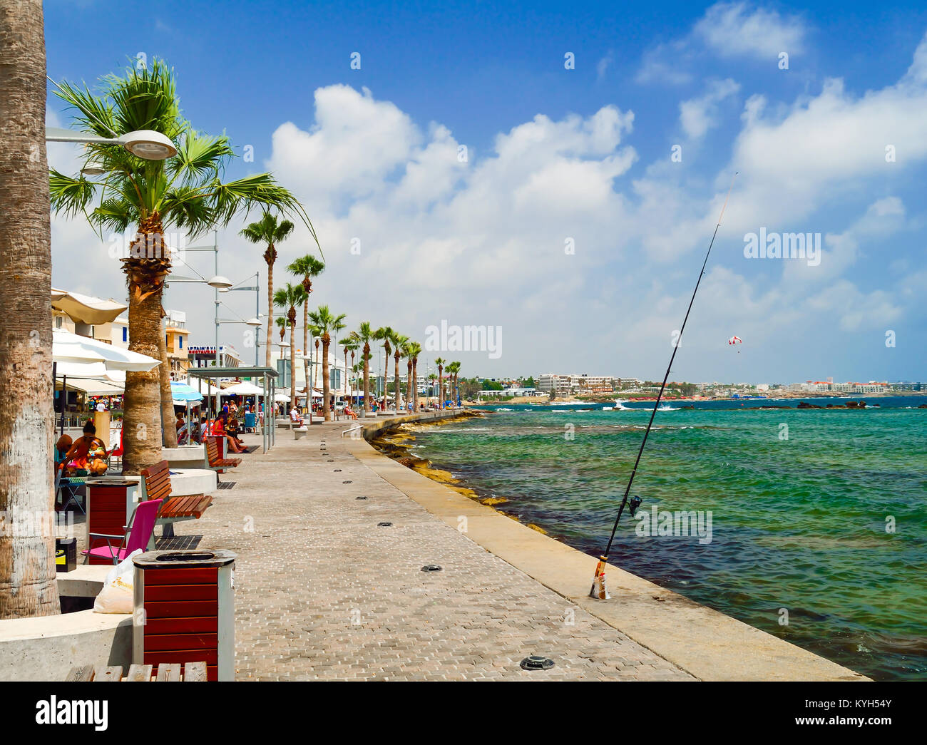 View of embankment at Paphos Harbour - Cyprus Stock Photo - Alamy