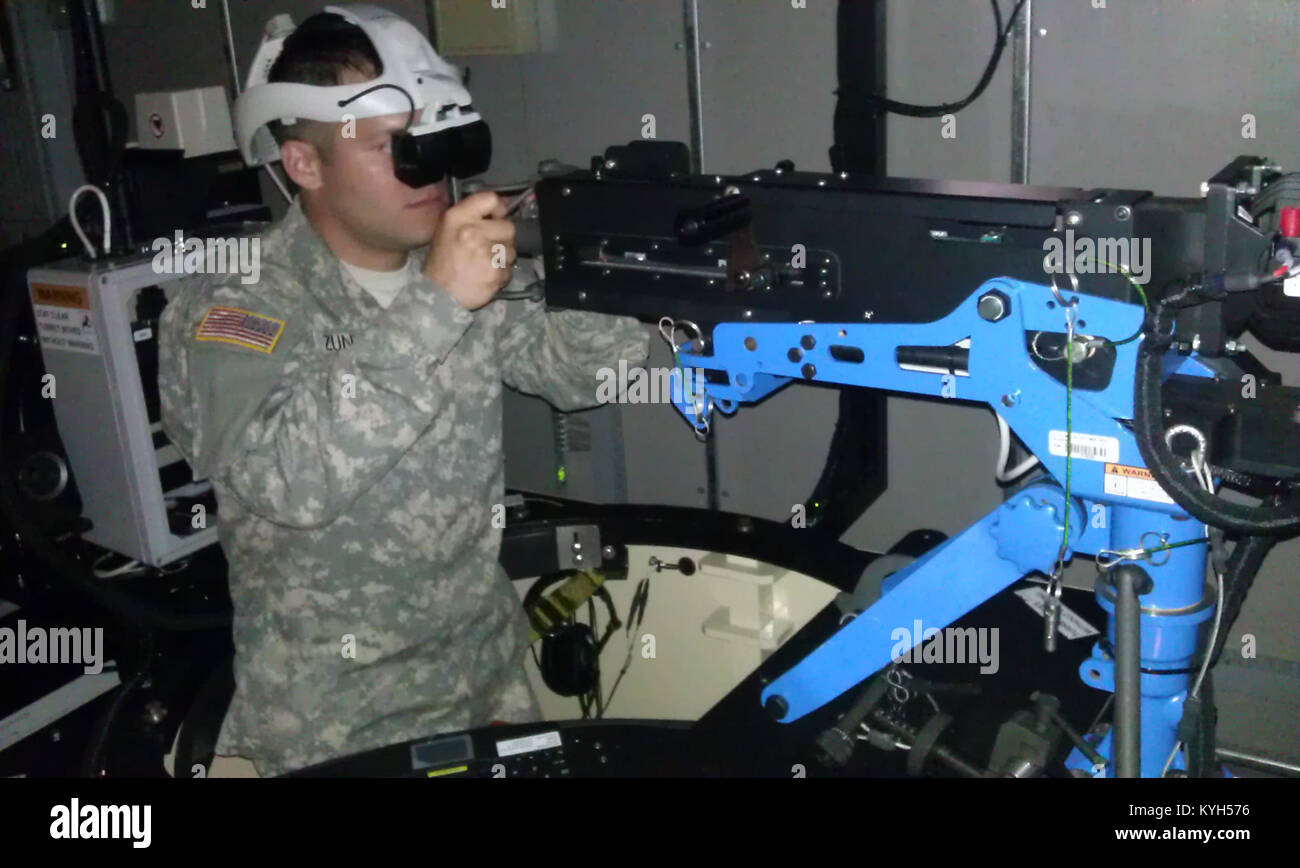 Pfc. Adam Zuniga with the 2/138 Field Artillery, scans for virtual ...