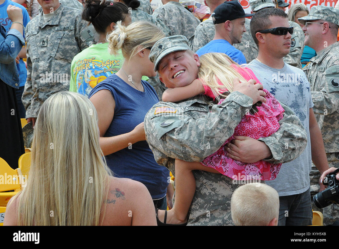 Spc. Daniel Morrison of the 1204th Aviation Support Battalion greets ...