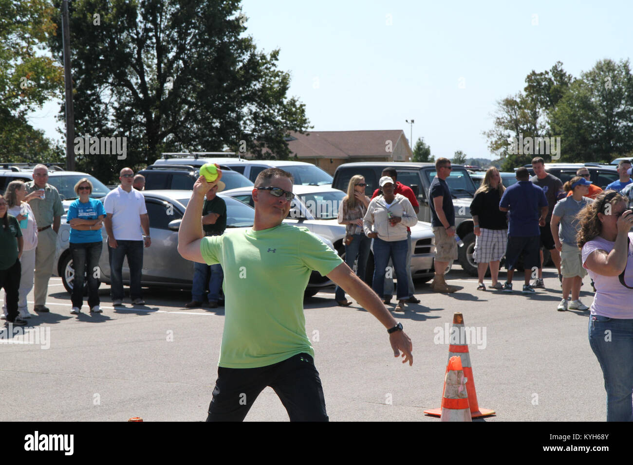 Col. Mike Ferguson dunks Lt. Col. Brian DeMers at the dunking booth at ...