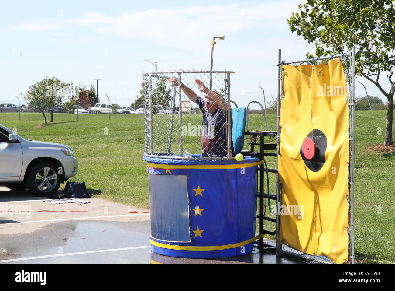 Lt. Col. Brian DeMers gets dunked by Col. Mike Ferguson at the annual ...