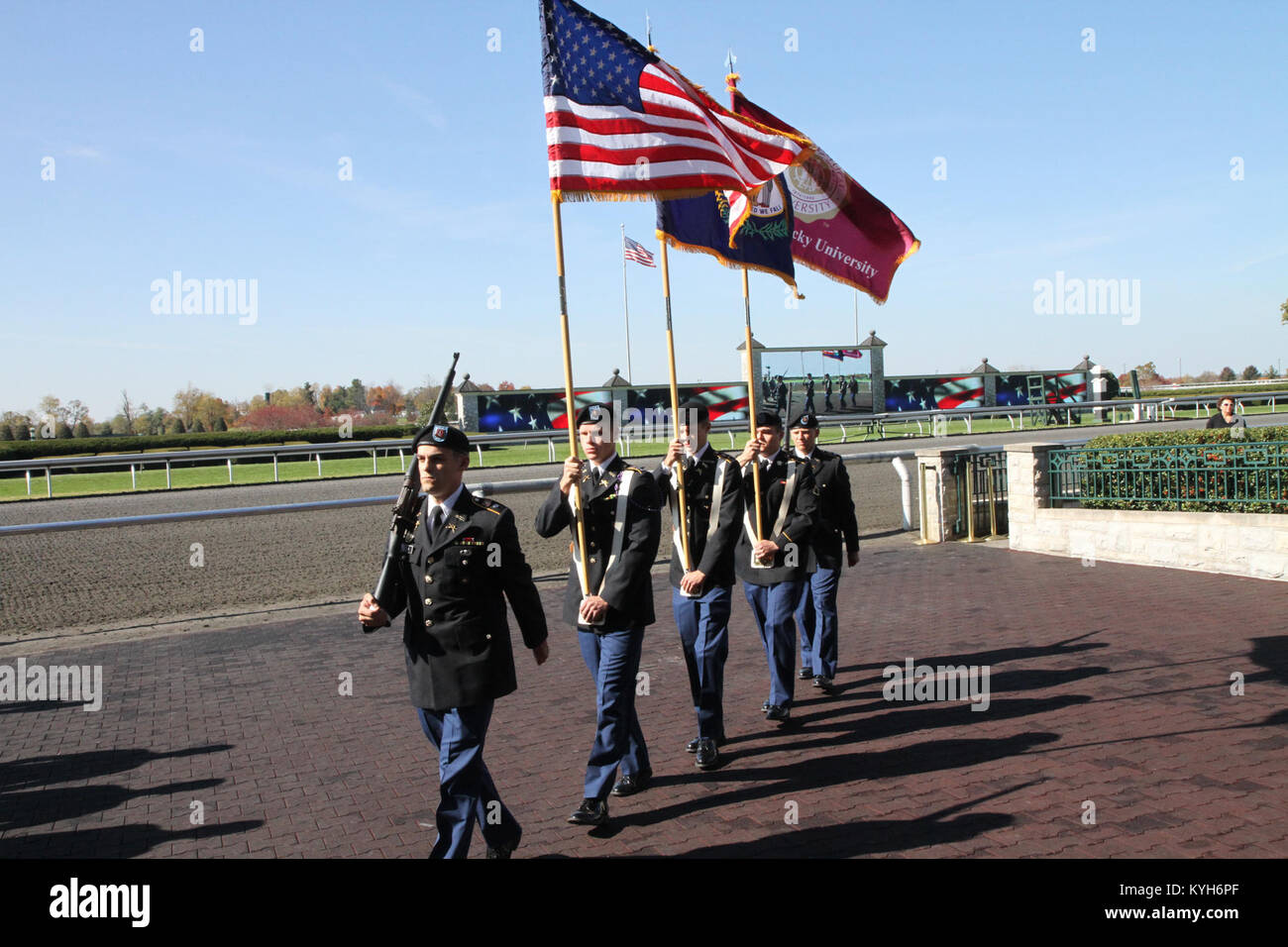 The ROTC drill team from Eastern Kentucky University color guard ...