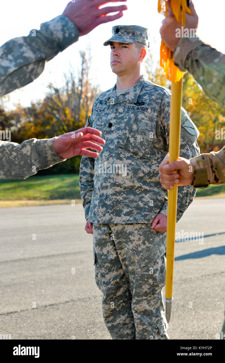 Kentucky Army National Guard Lt. Col. Scott C. Thomas waits for the ...