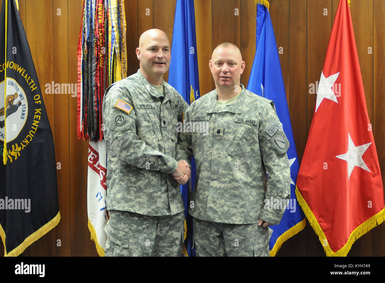 Maj. David Grebe is promoted to the rank of lieutenant colonel during a ...