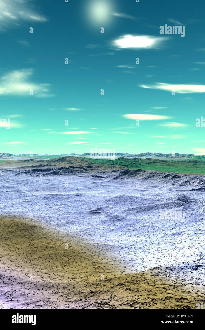 Fantasy alien planet. Mountain. 3D illustration Stock Photo - Alamy