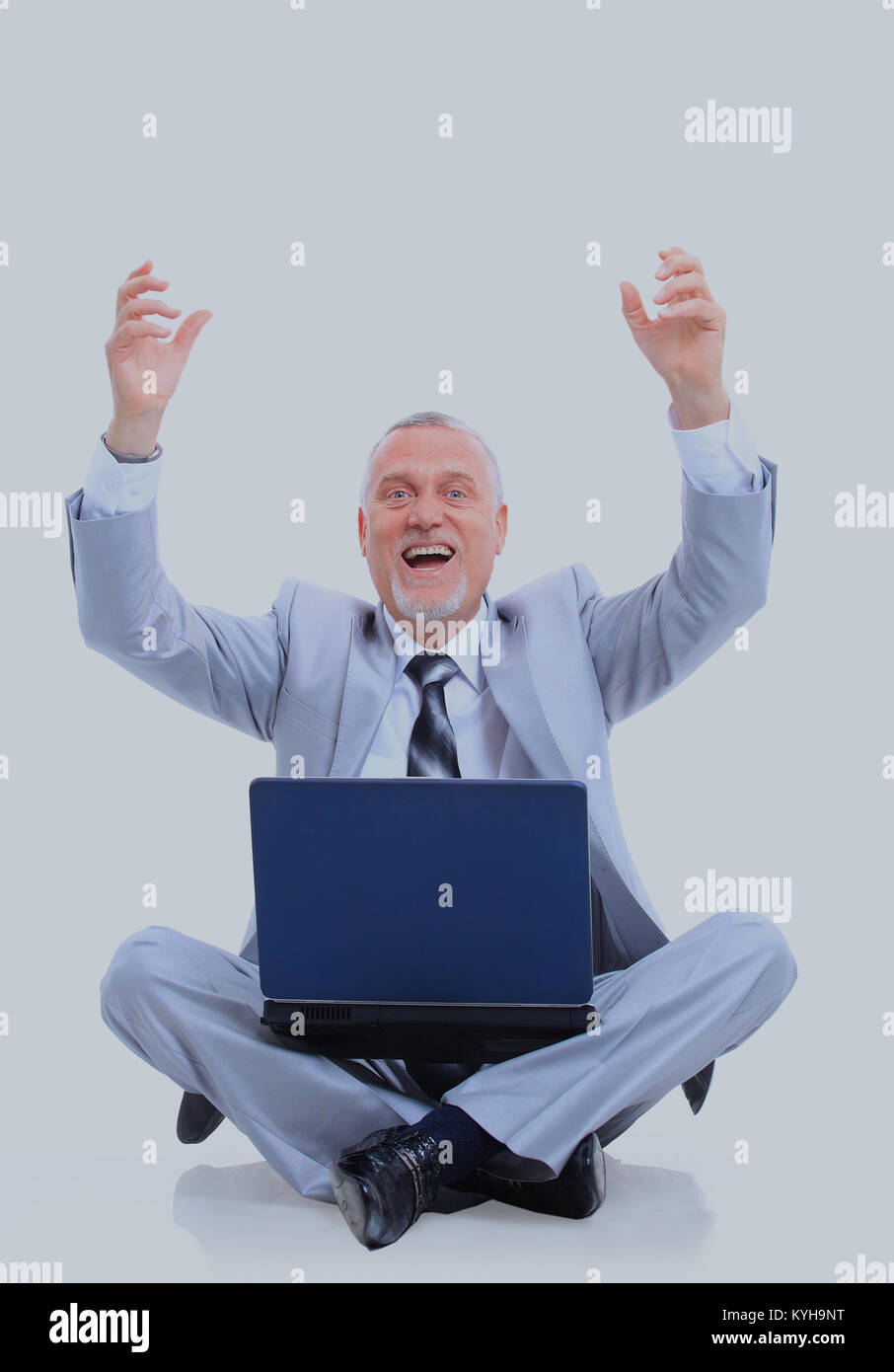 happy business man at his laptop Stock Photo - Alamy