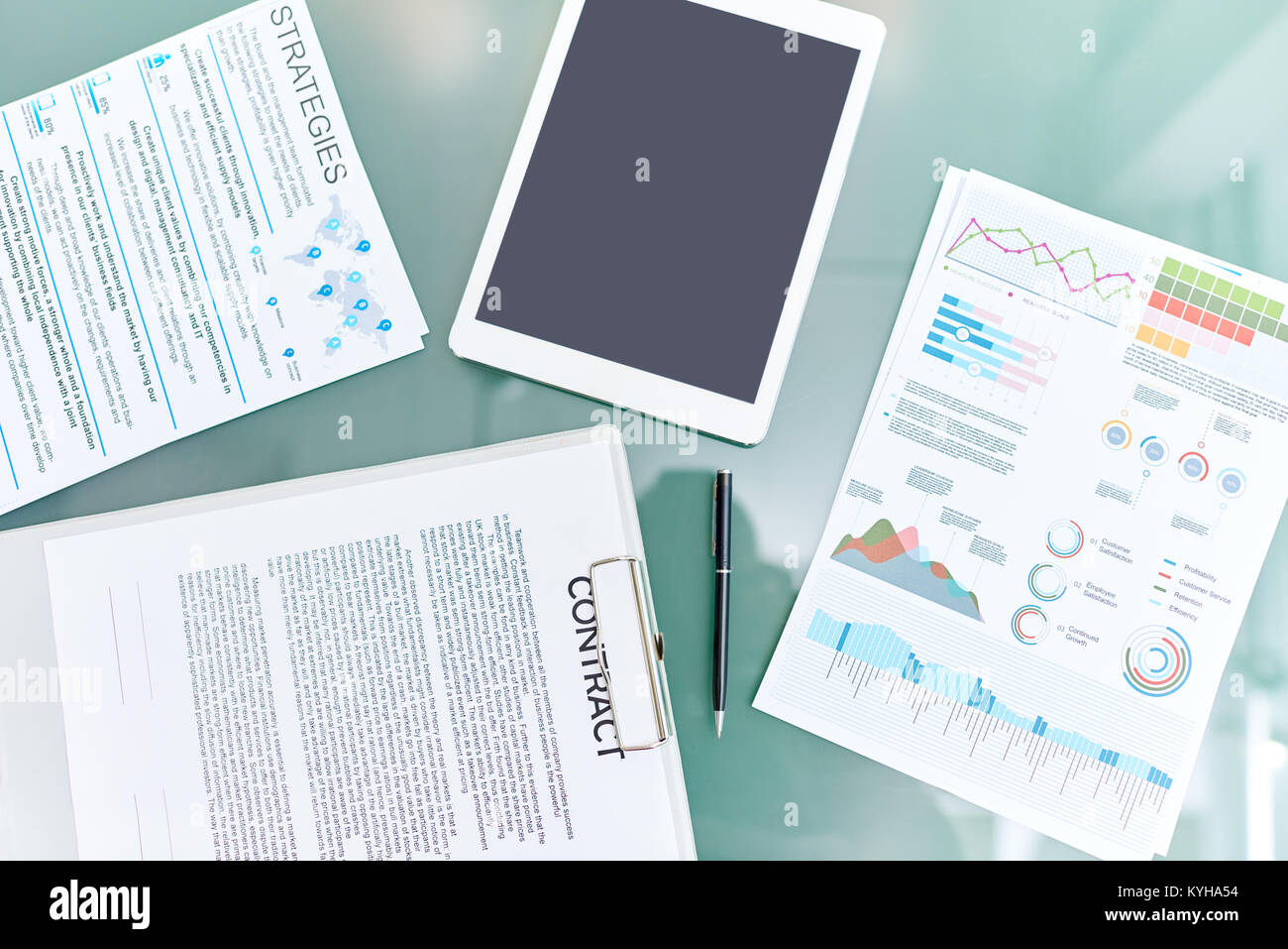 Above view background composition of documents and digital tablet on ...