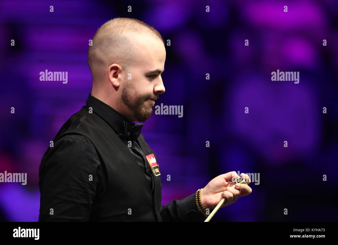 Luca Brecel during his match against Mark Allen during day one of the ...