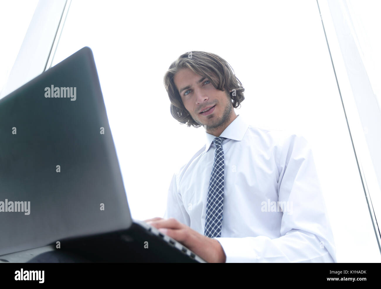 closeup.a successful employee working with a laptop Stock Photo - Alamy