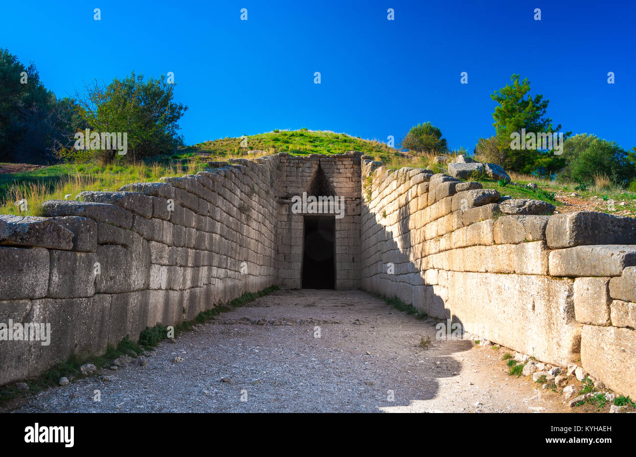 The archaeological site of Mycenae near the village of Mykines, with ...