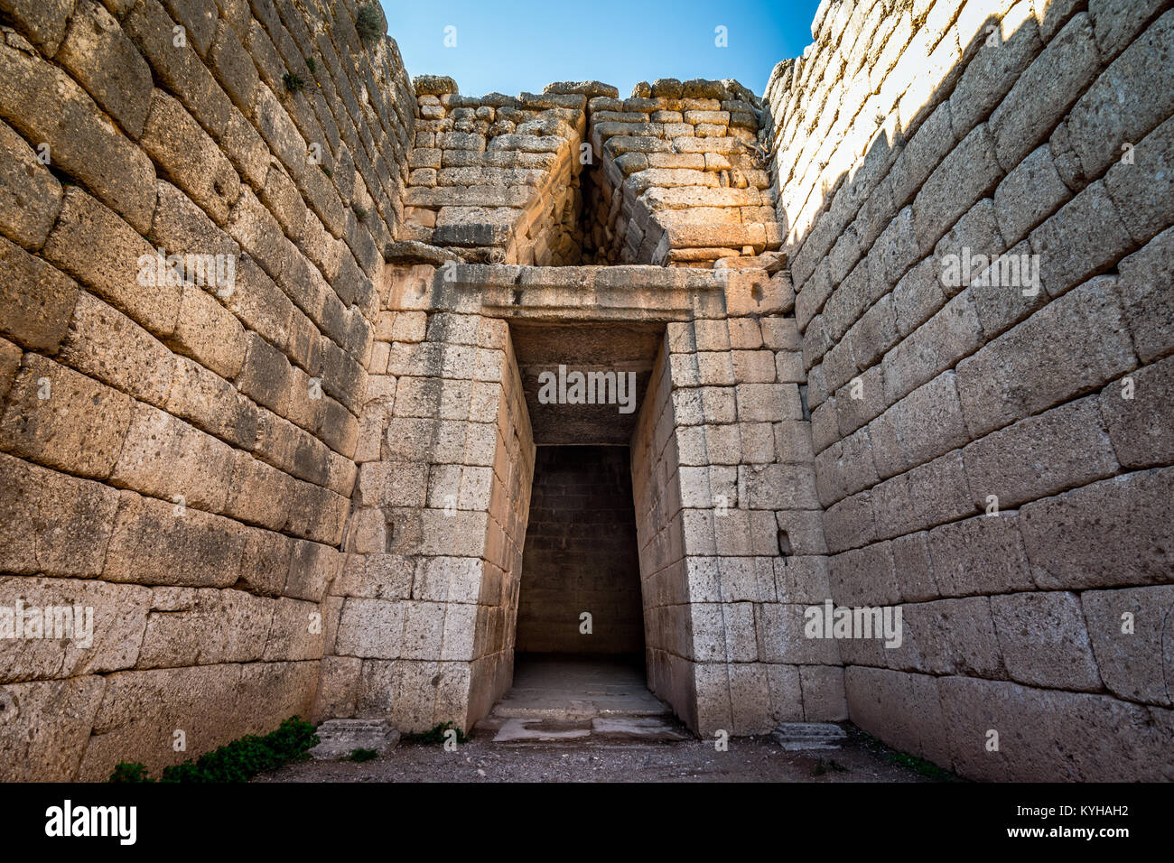 The archaeological site of Mycenae near the village of Mykines, with ...
