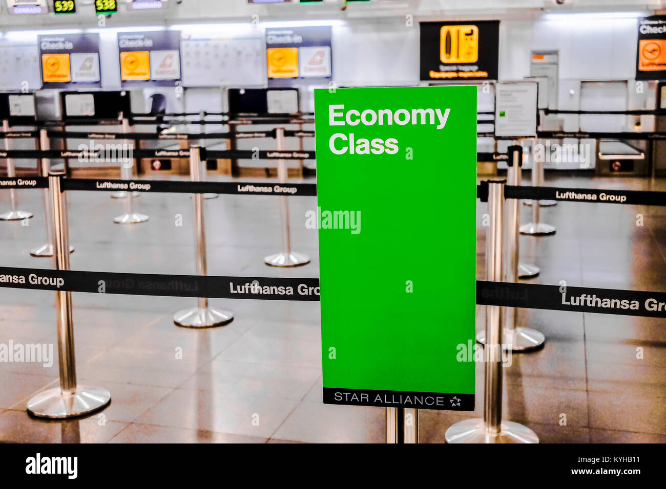 Lufthansa Economy Class Check in area in Terminal 2 Madrid Barajas ...