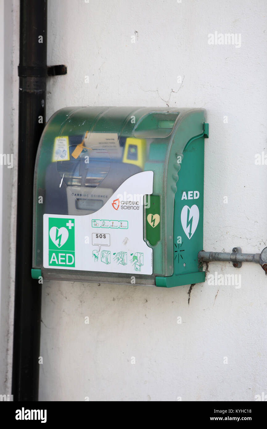 An AED Machine pictured on a wall in a high street in East Wittering ...