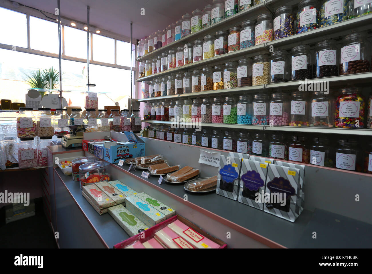 General views of tasty sweets in a traditional sweets shop in the ...