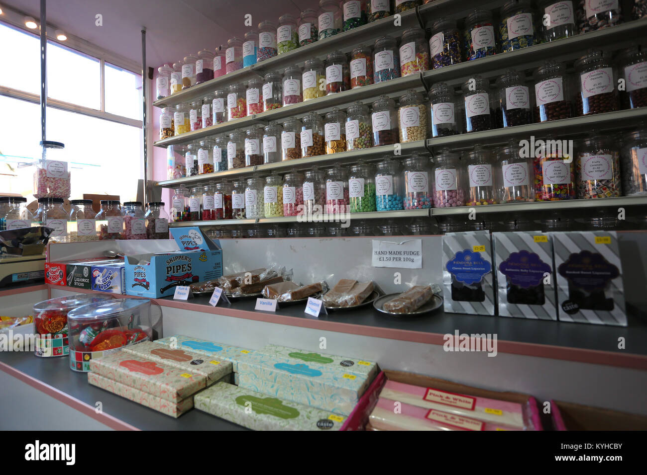 General views of tasty sweets in a traditional sweets shop in the ...