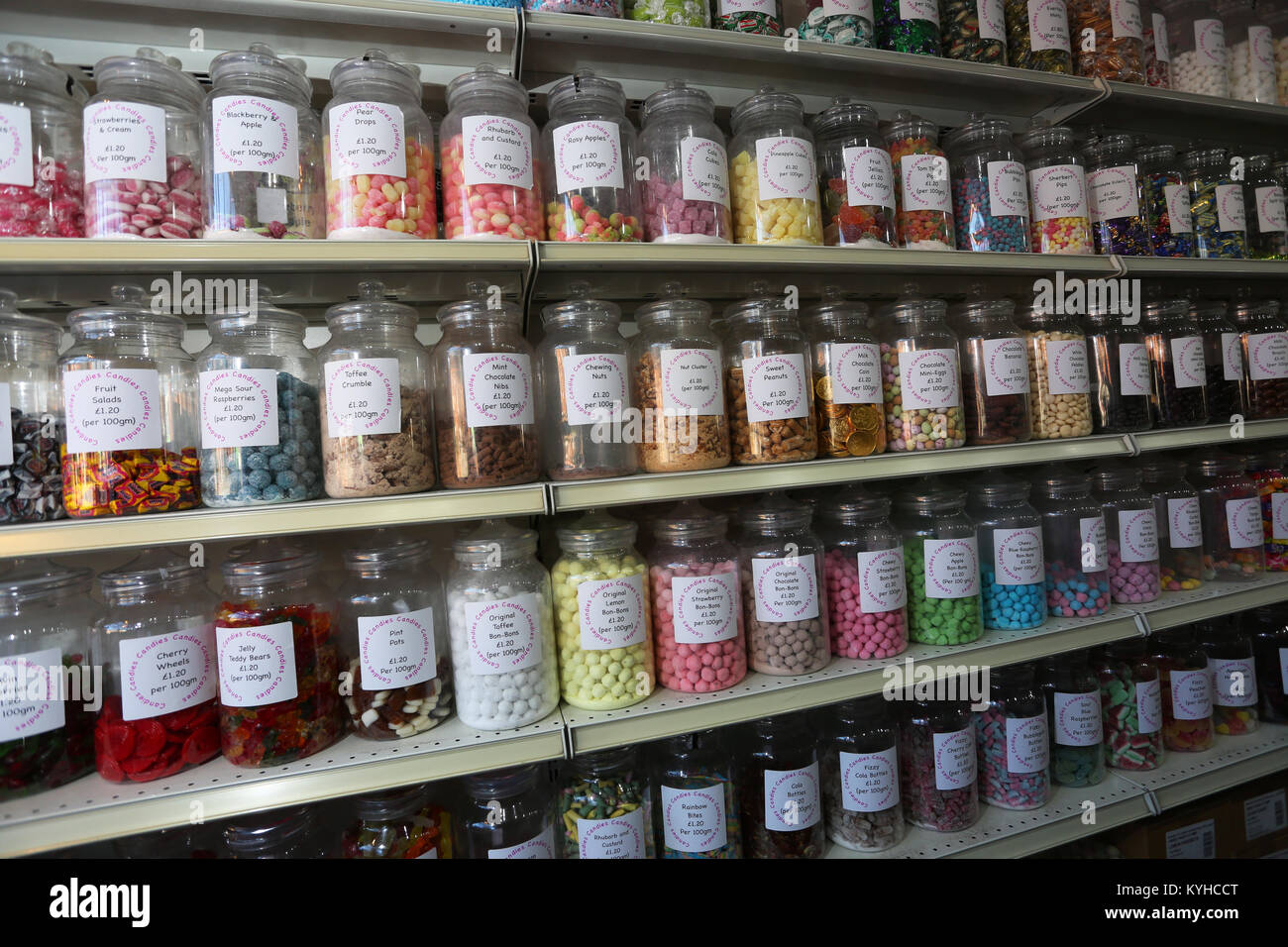 General views of tasty sweets in a traditional sweets shop in the ...