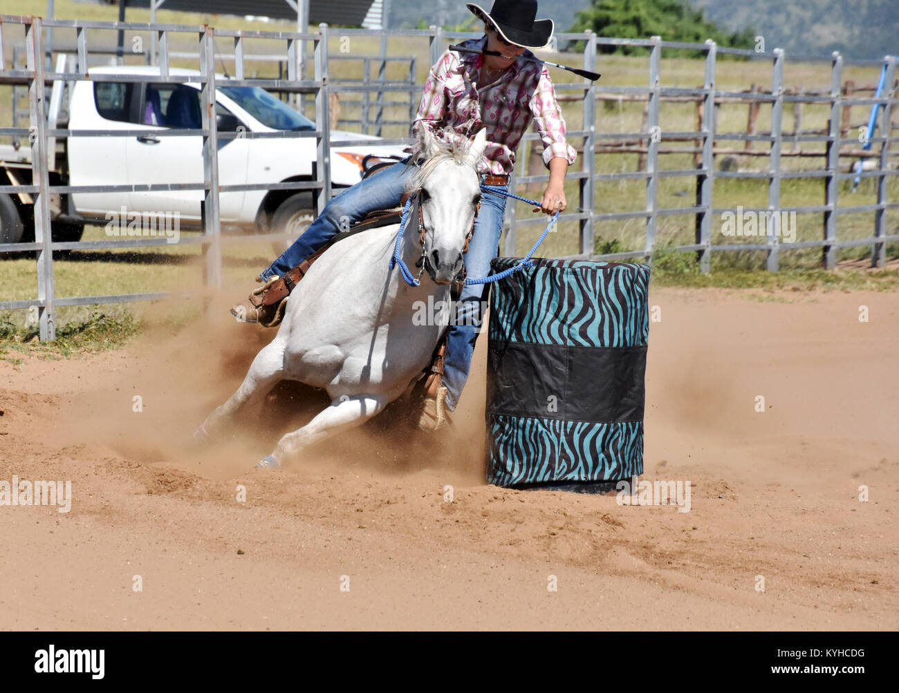 White horse barrel racing hi-res stock photography and images - Alamy