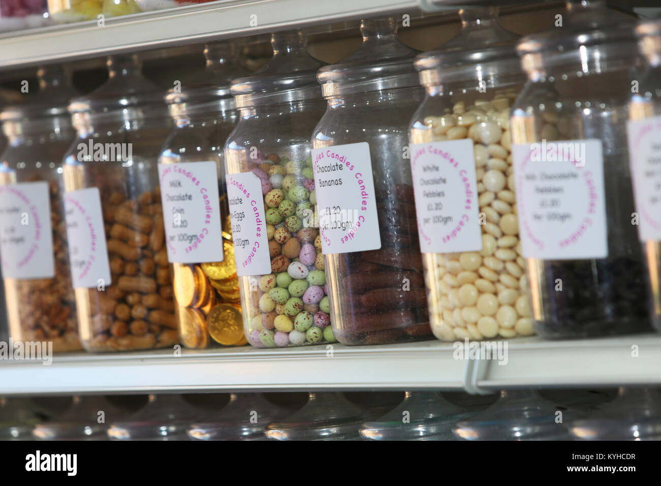 General views of tasty sweets in a traditional sweets shop in the ...
