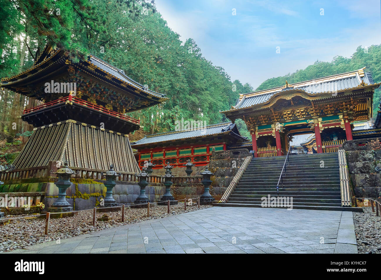 Yashamon Gate with a Drum Tower at Taiyuinbyo - the Mausoleum of Shogun ...
