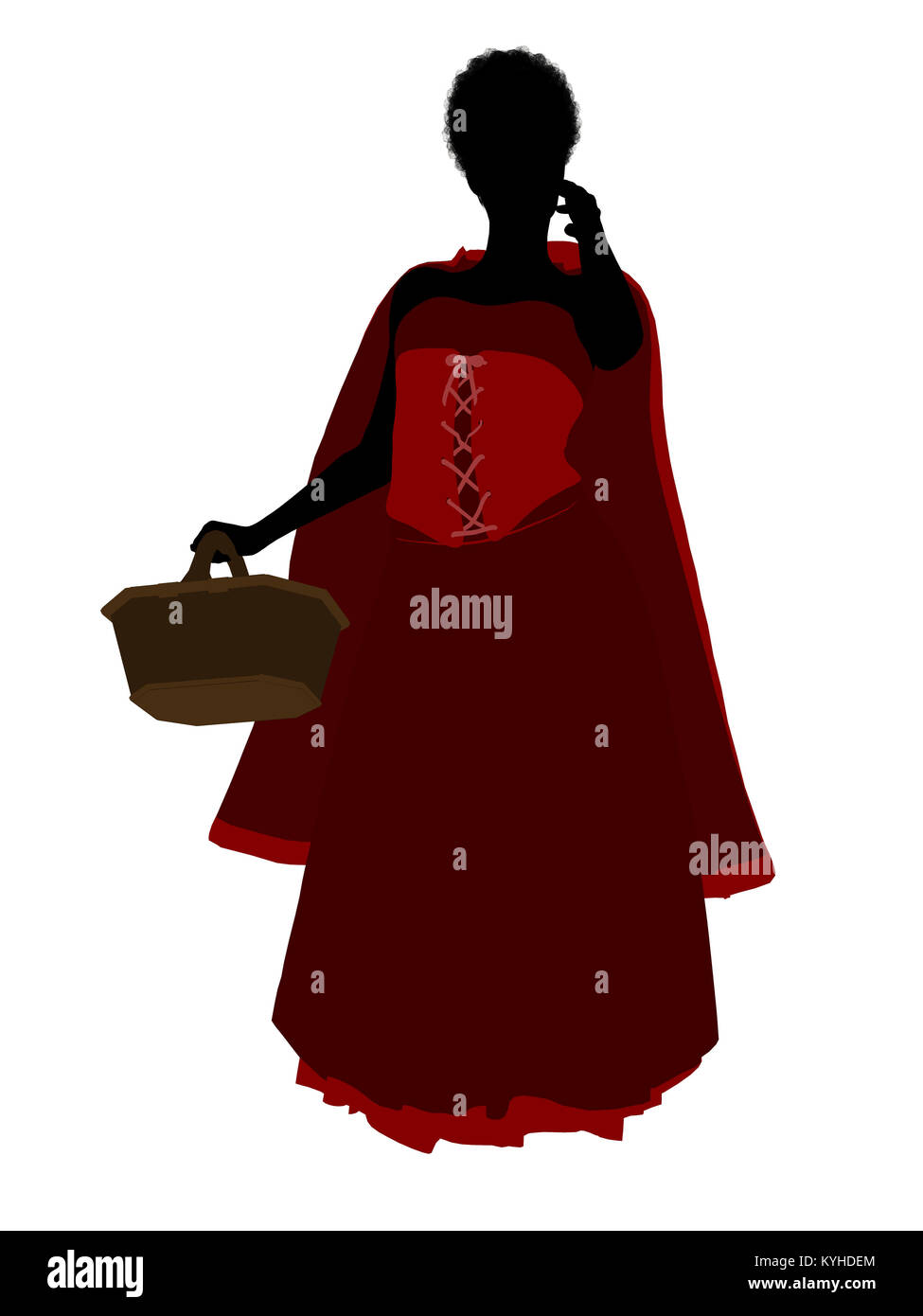 African american little red riding hood on a white background Stock ...