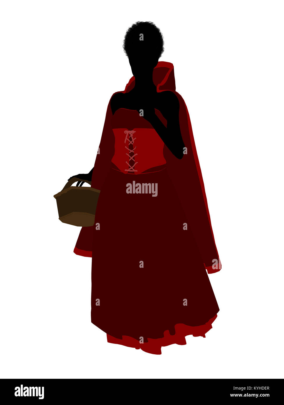 African american little red riding hood on a white background Stock ...