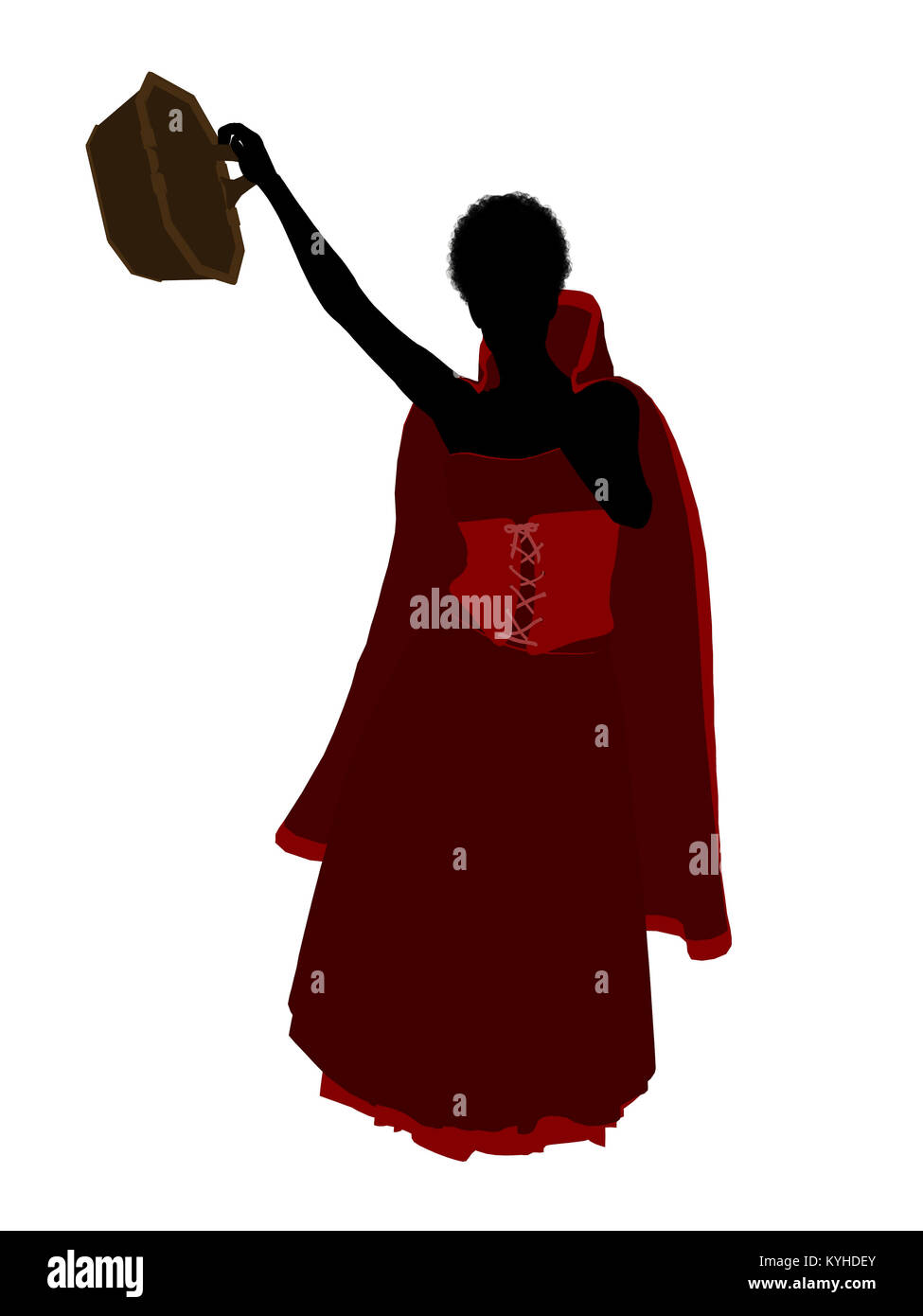 African american little red riding hood on a white background Stock ...