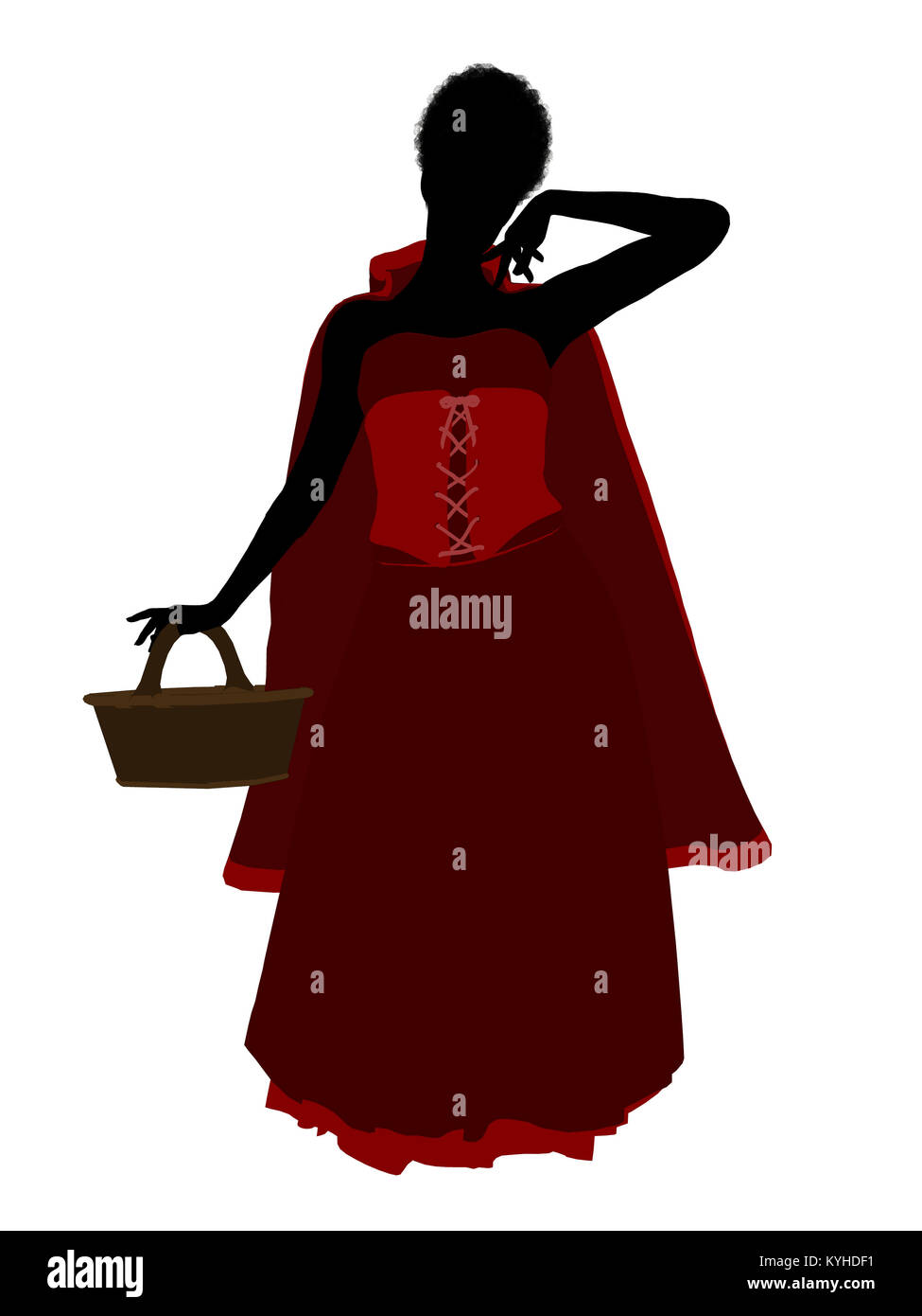 African american little red riding hood on a white background Stock ...