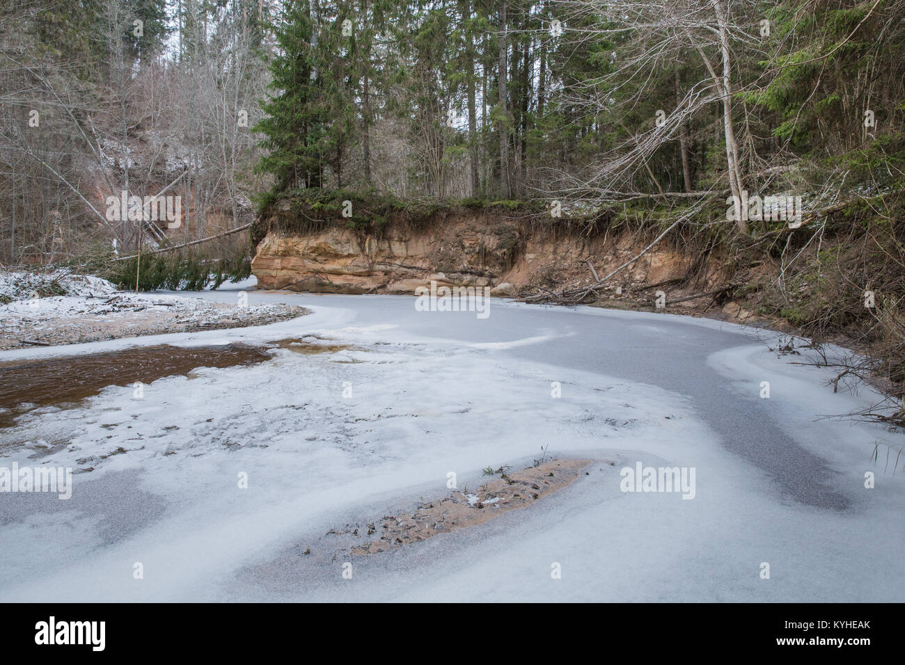 Latvian nature, cliffs and river. Clean and fresh air at wood. Travel ...