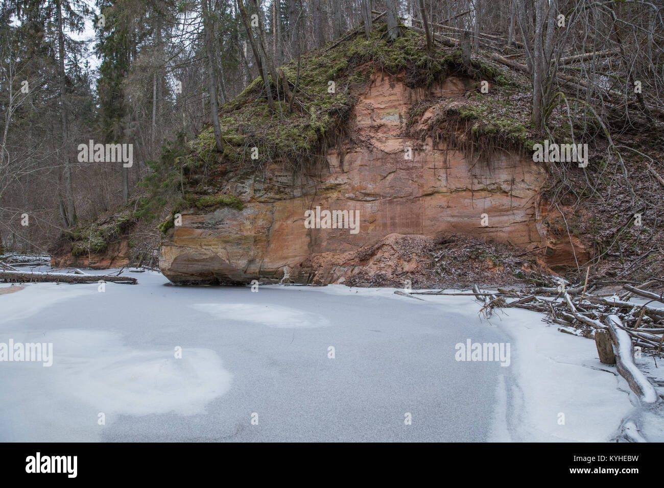 Latvian nature, cliffs and river. Clean and fresh air at wood. Travel ...