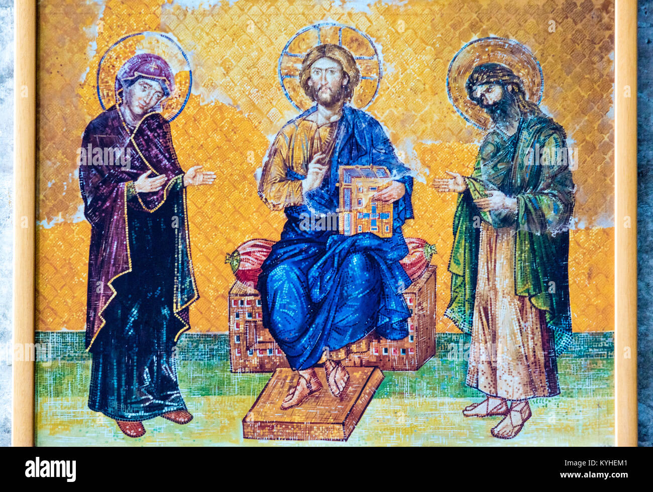 Jesus Christ Pantocrator,Detail from deesis Byzantine mosaic in Hagia ...