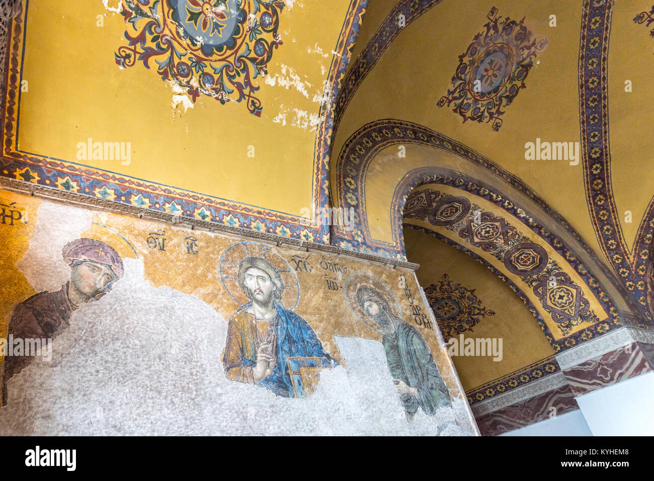 Jesus Christ Pantocrator,Detail from deesis Byzantine mosaic in Hagia ...