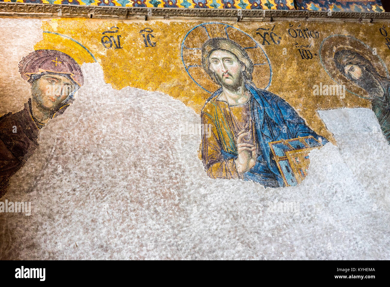 Jesus Christ Pantocrator,Detail from deesis Byzantine mosaic in Hagia ...