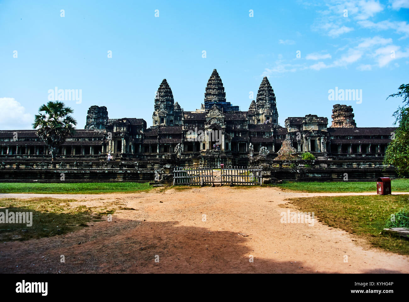 Historic building in Angkor wat Thom Cambodia with devatas carvings ...