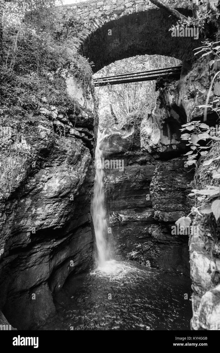 Emerald green cave waterfall Black and White Stock Photos & Images - Alamy