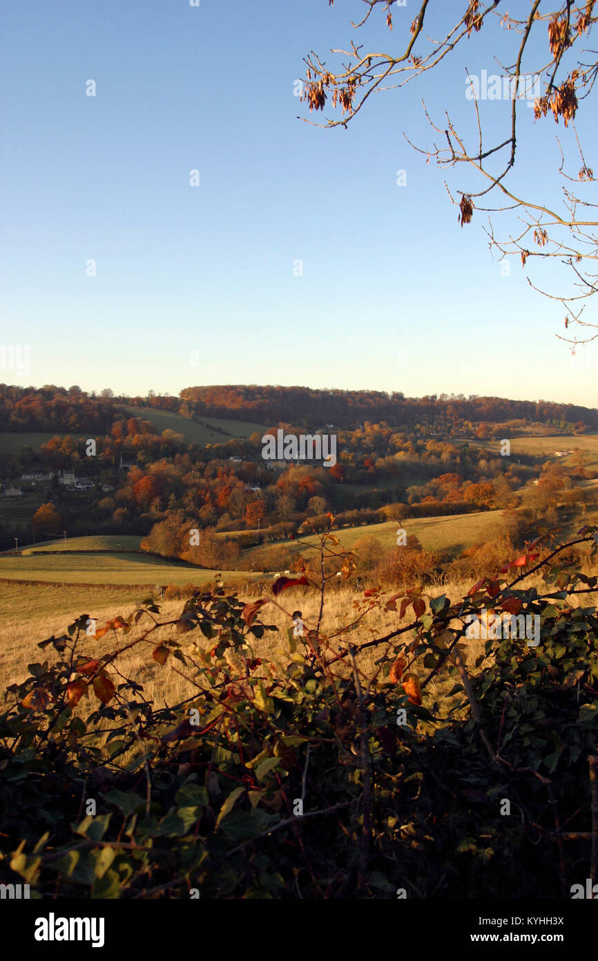 Autumn view to Slad, Slad Valley, Gloucestershire, Cotswolds, England ...