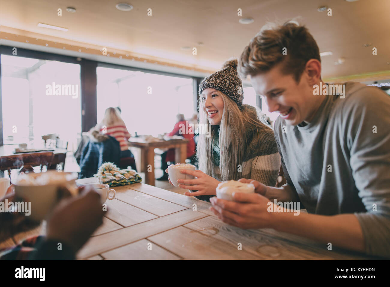 Group teenagers cafe hi-res stock photography and images - Alamy