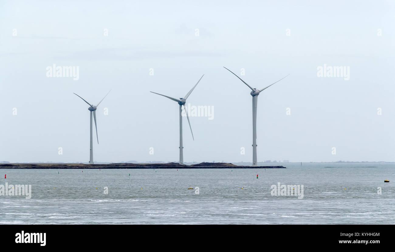 seaside wind engines in Zeeland, a province in the netherlands Stock ...
