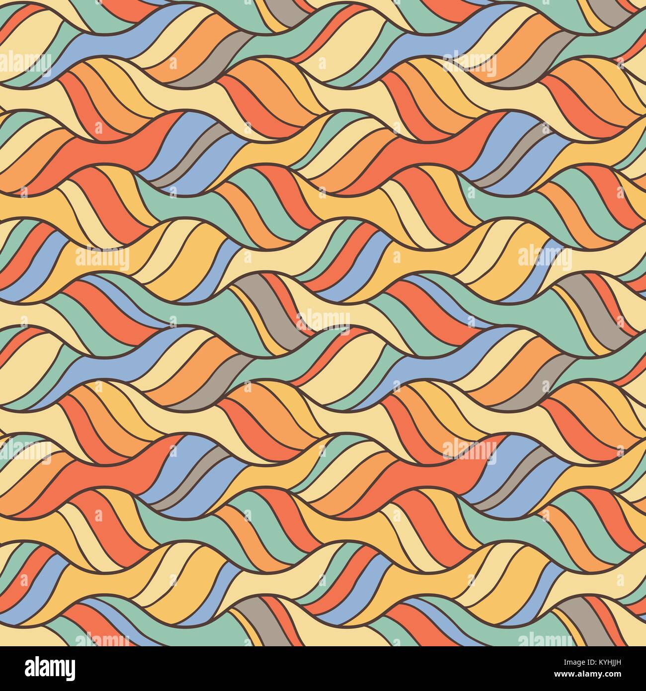 Decorative vector seamless wave pattern. Endless illustration with ...