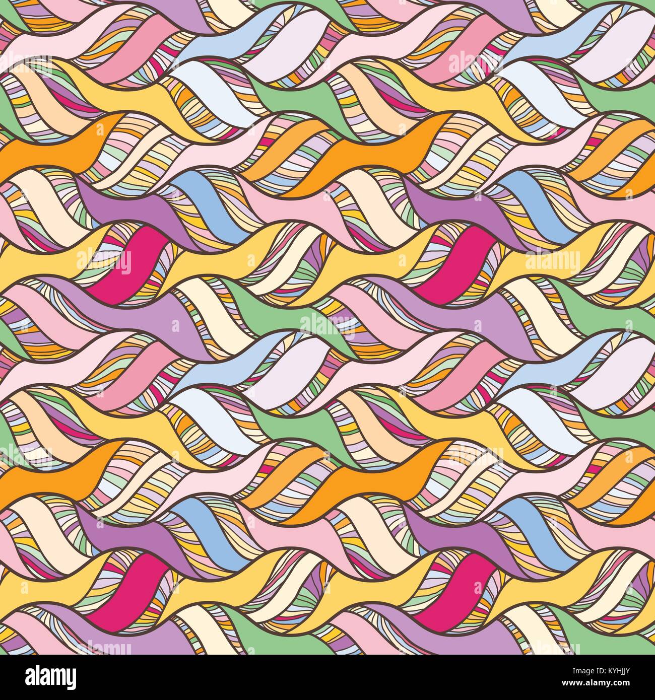 Decorative vector seamless wave pattern. Endless illustration with ...