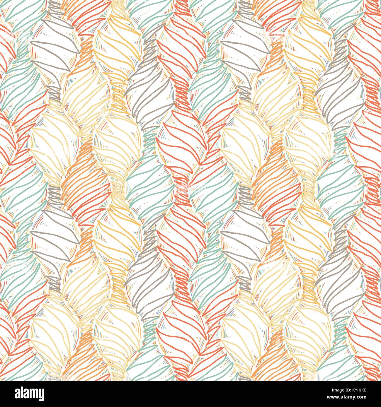 Vector doodle seamless pattern with ink brush or pen strokes. Abstract ...