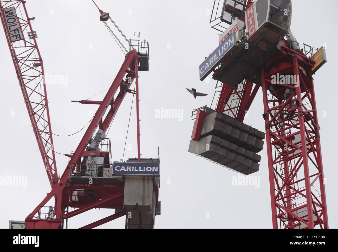 Cranes at a carillion construction site in central london hi-res stock ...