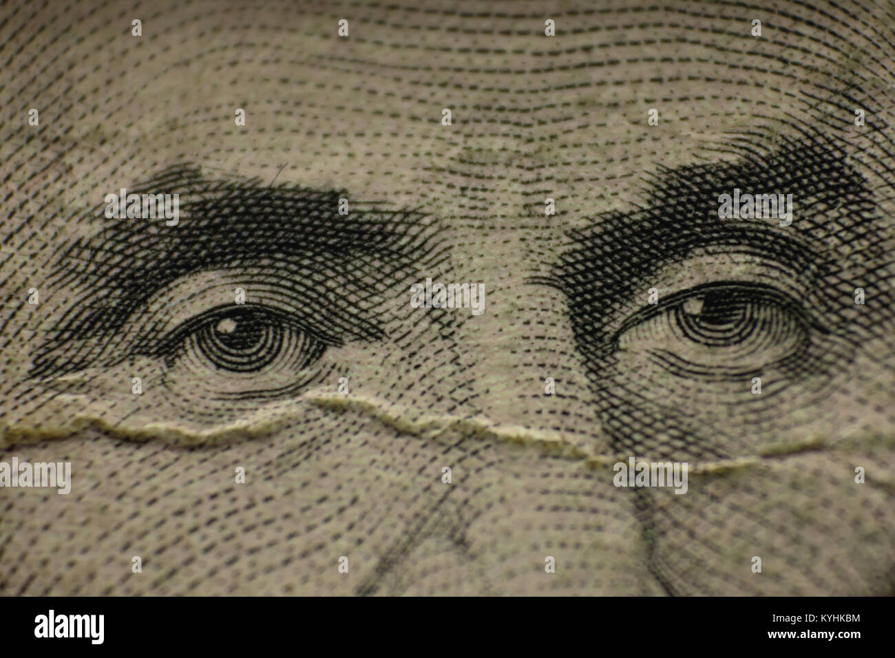 Close-up of the president's eyes on the US dollar Stock Photo - Alamy