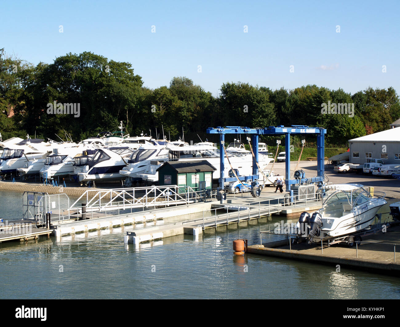 Yacht berths along River Hamble in Bursledon, Hampshire, England, UK ...