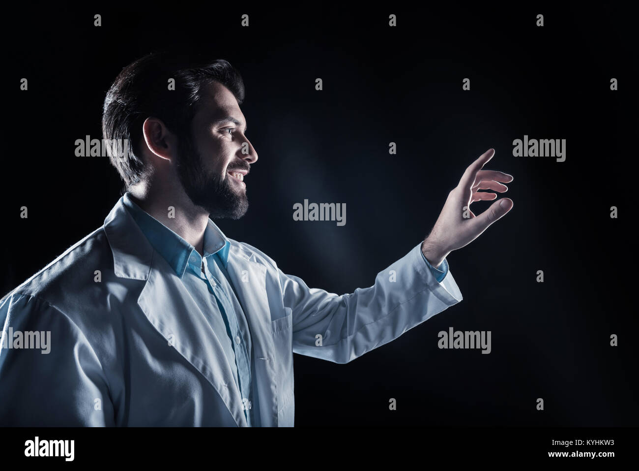 Male scientist using virtual reality hi-res stock photography and ...