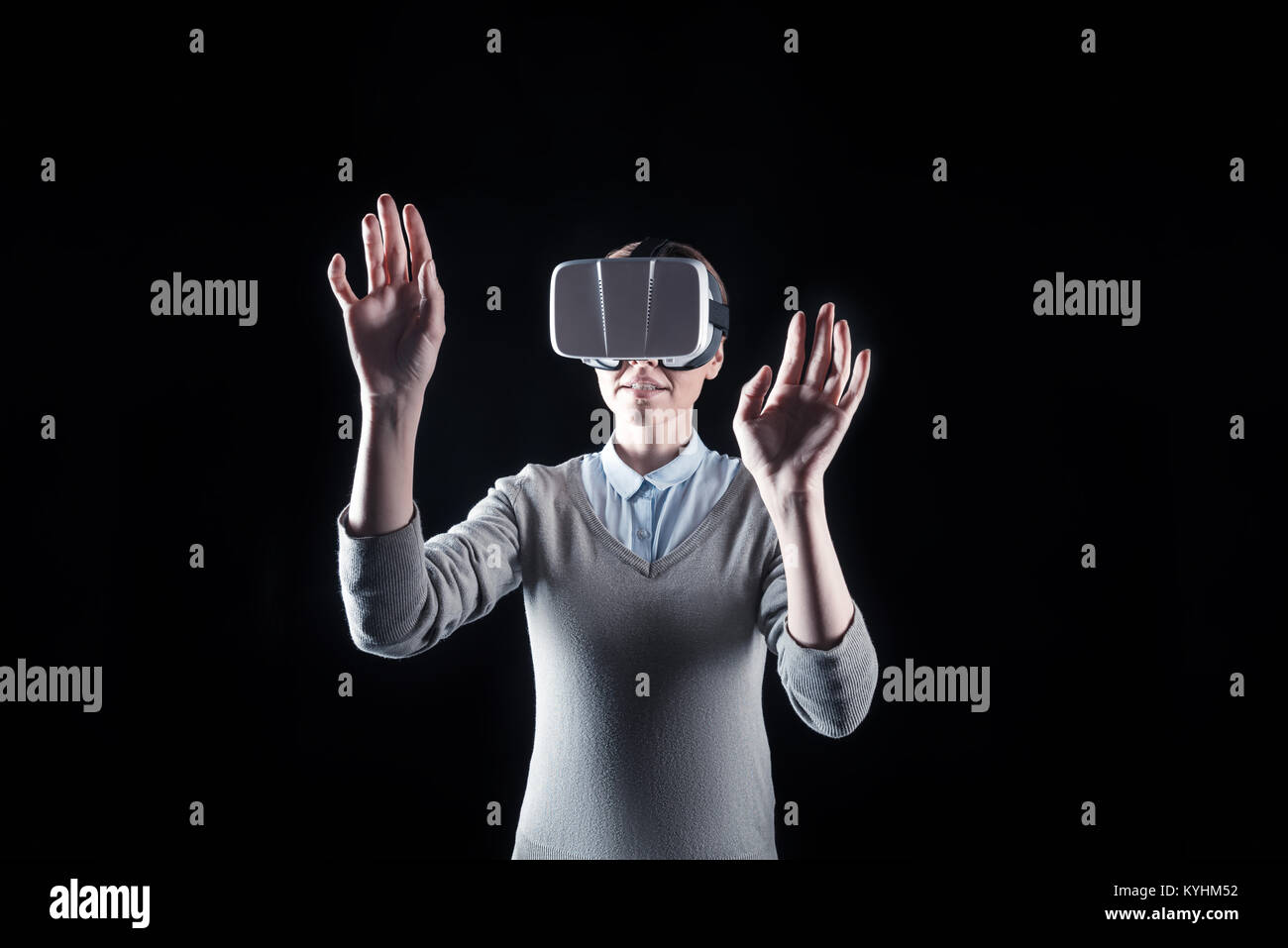 Nice young woman moving her hands Stock Photo - Alamy