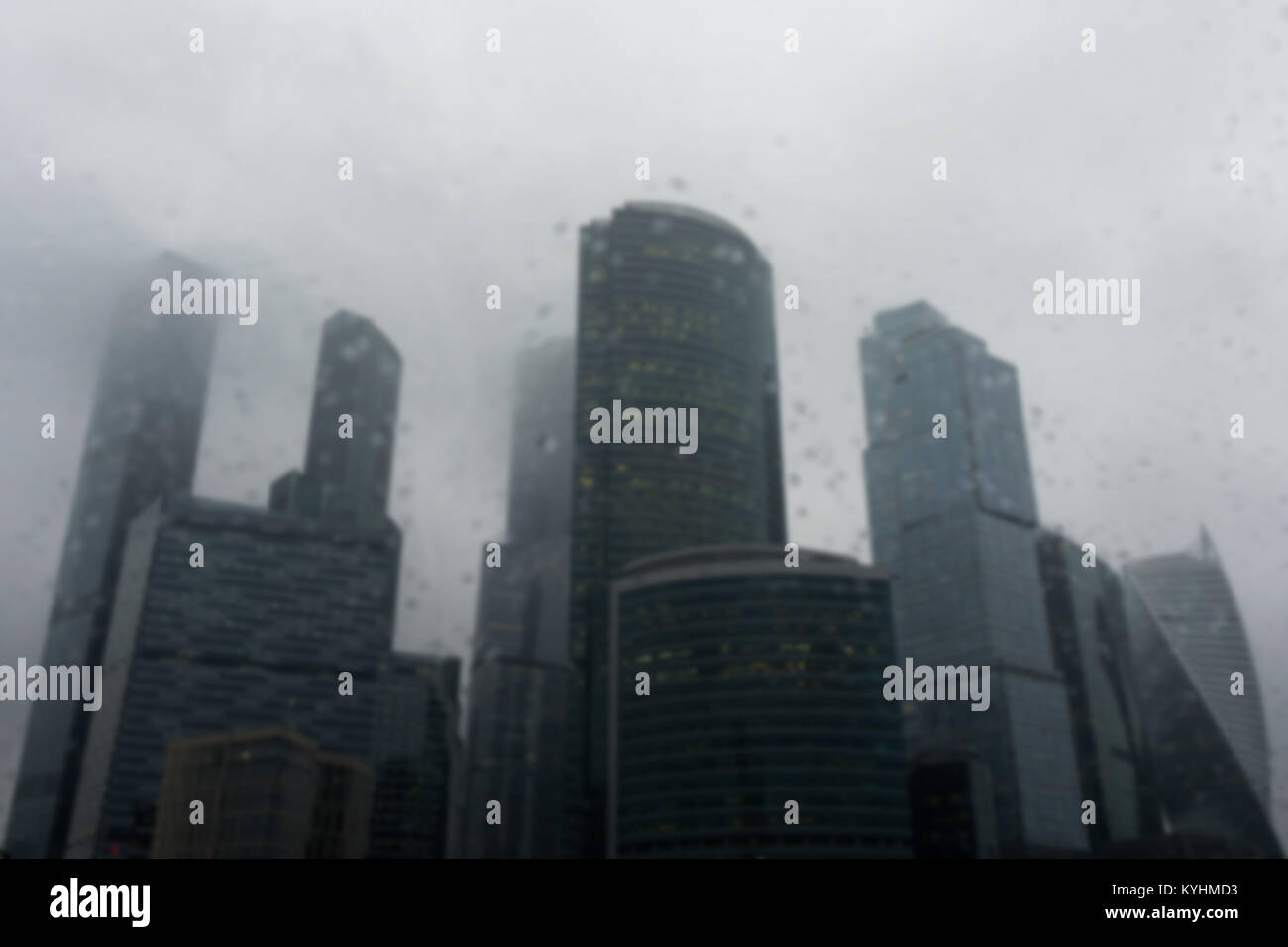 View of buildings through windshield of car during rain Stock Photo - Alamy